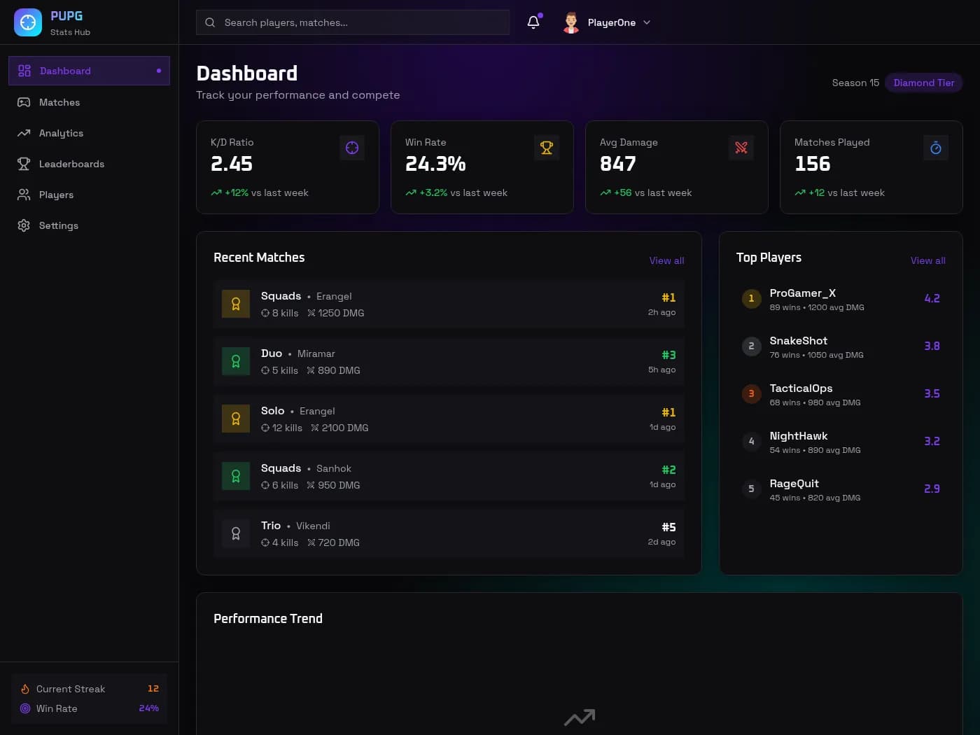 PUPG Game Stats Hub