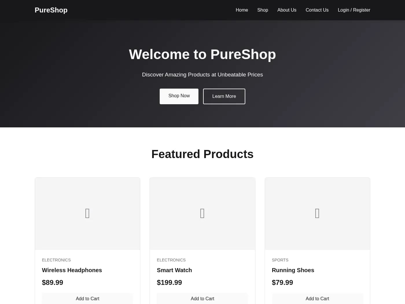 PureShop E-Commerce Site