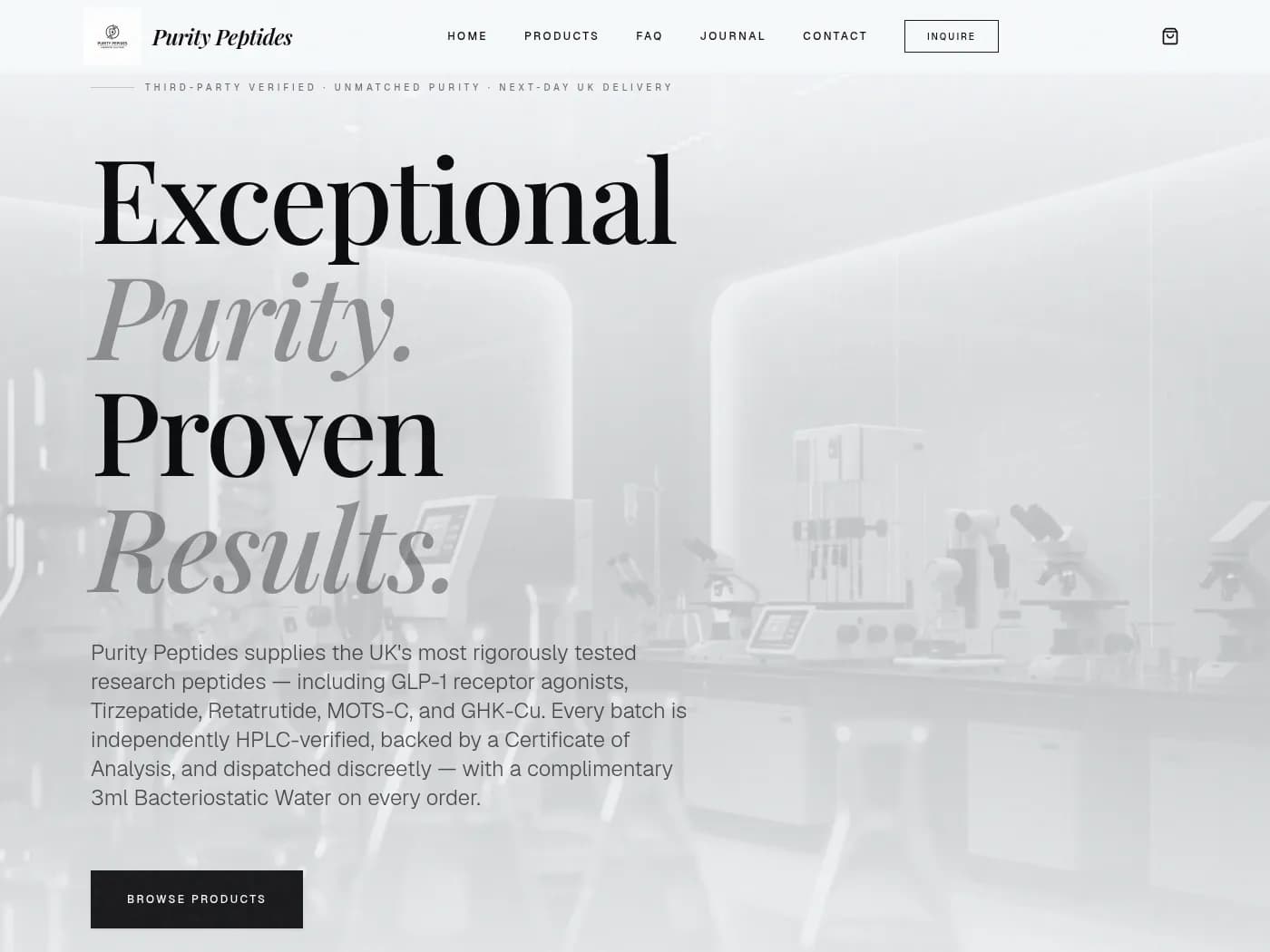 Purity Peptides Website