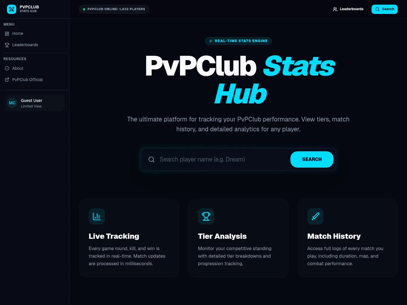 Minecraft PvPClub Stats Hub