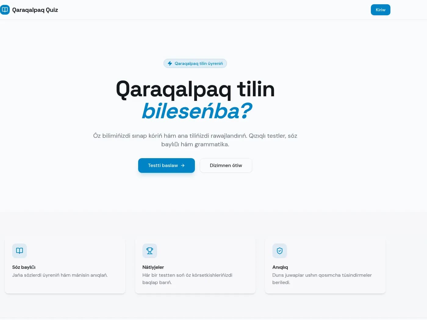 Qaraqalpaq Language Quiz