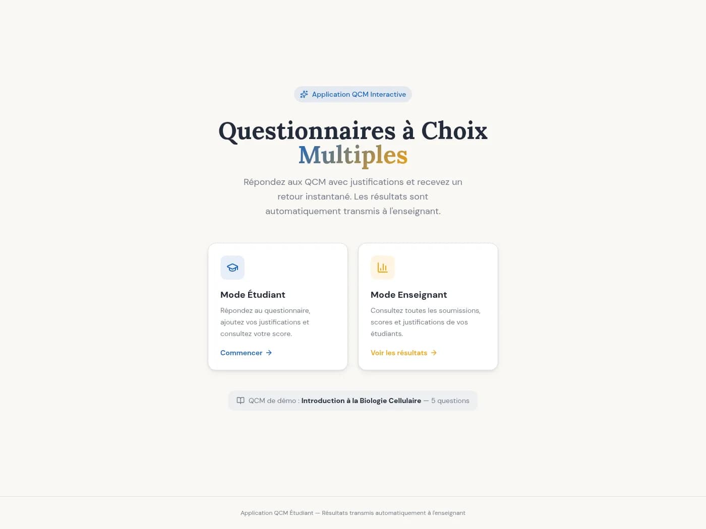 QCM Étudiant WebApp