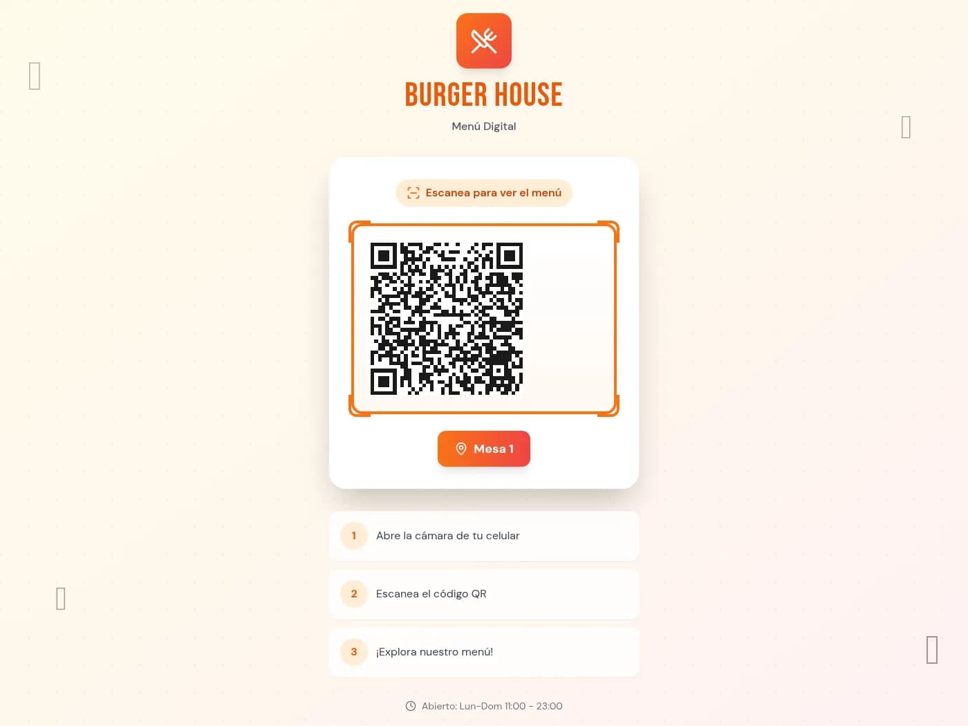 QR Fast Food Menu