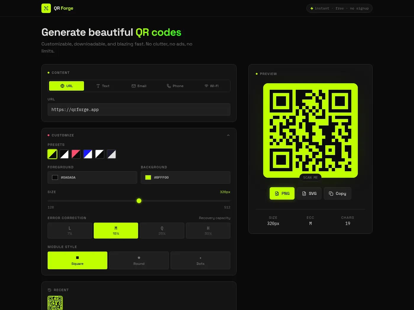 QR Forge Generator