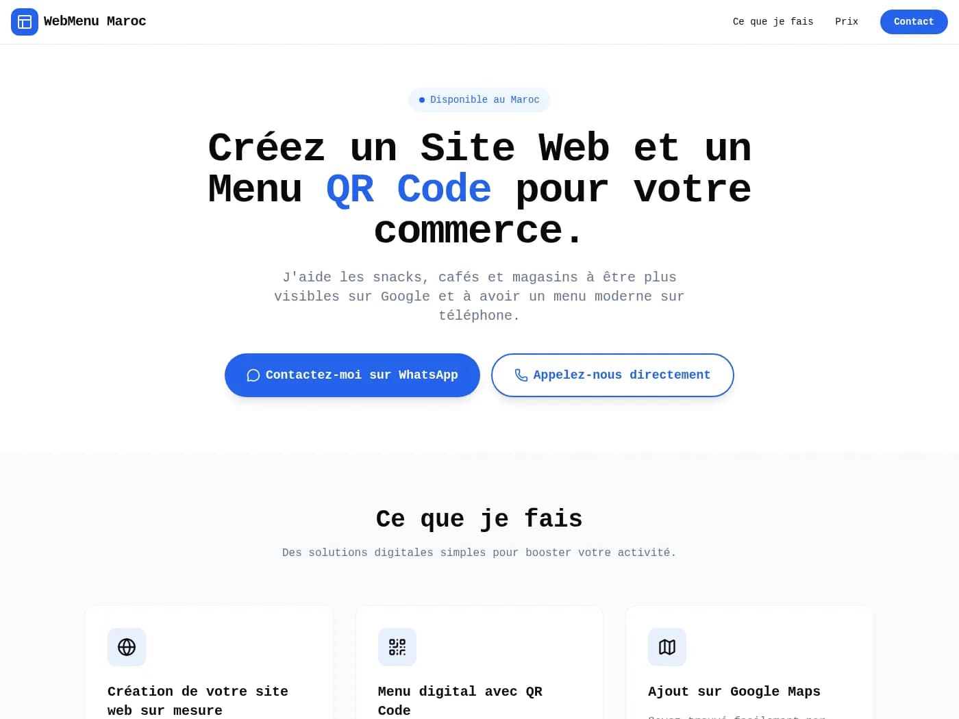 Web & QR Menu Maroc