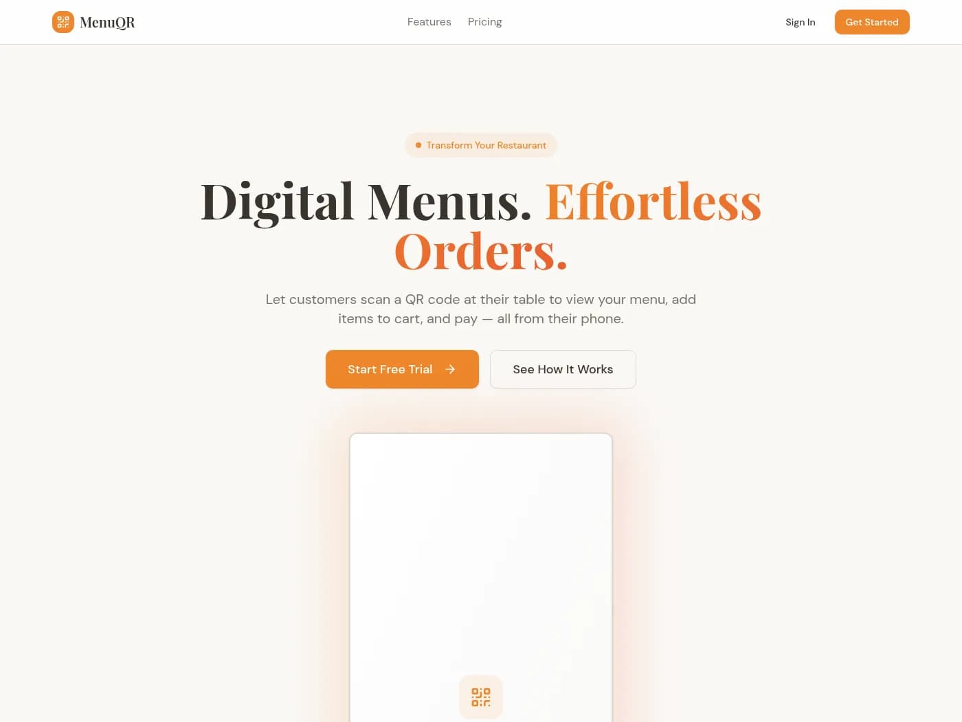 QR Menu SaaS for Restaurants