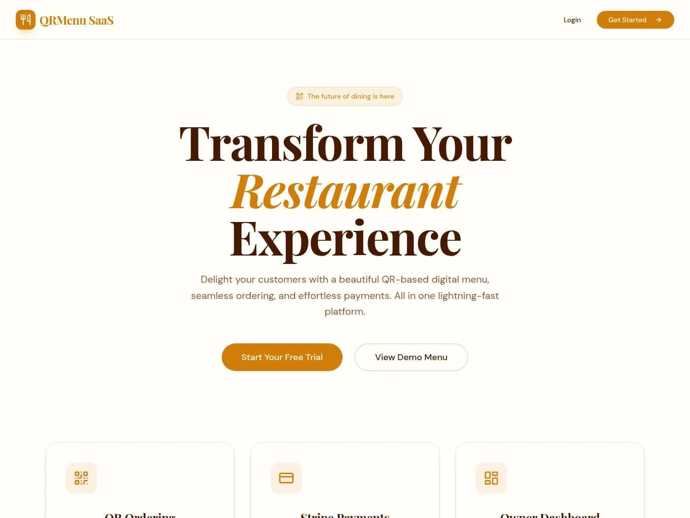 QR Menu Restaurant SaaS