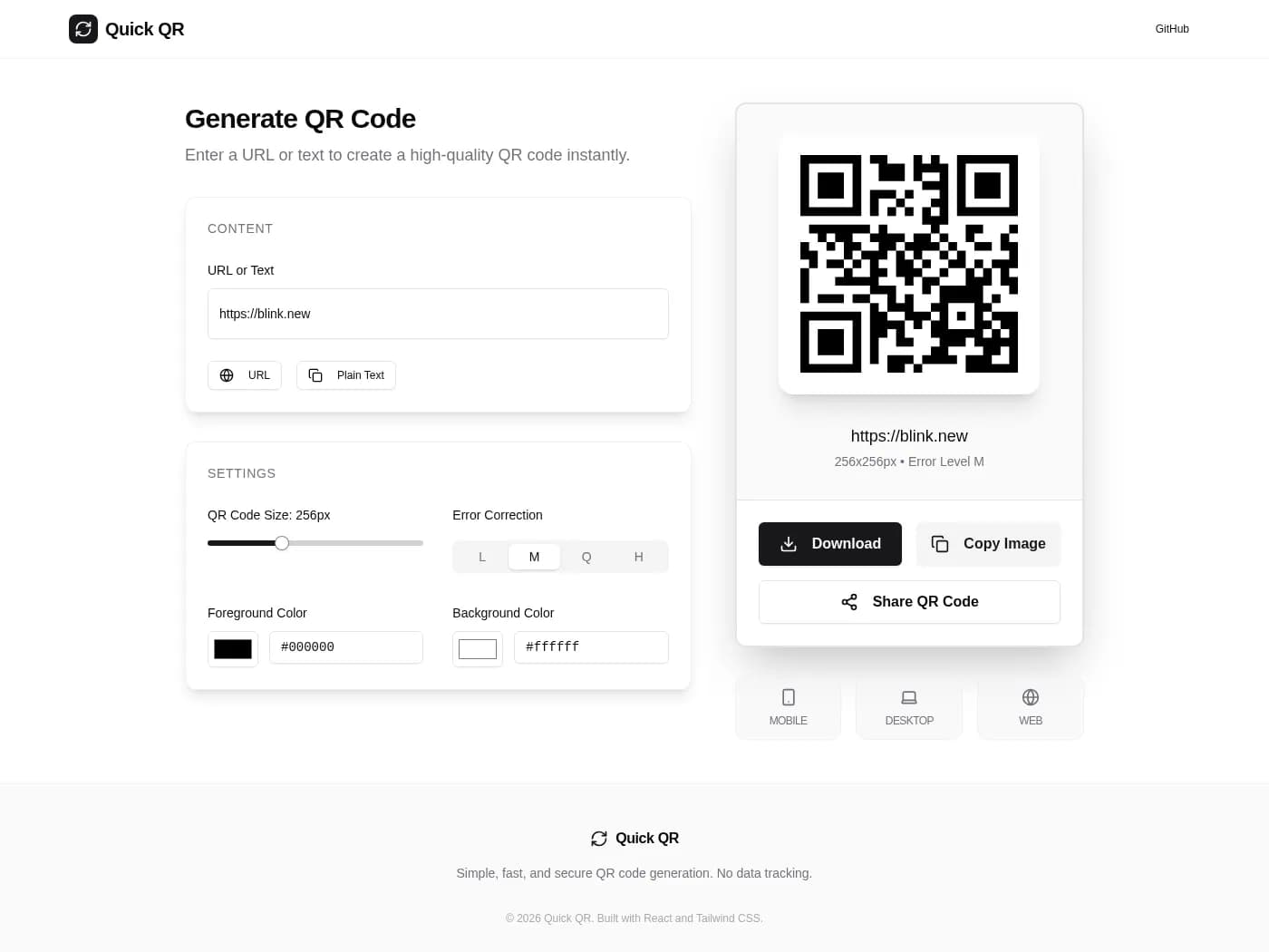 Quick QR Generator
