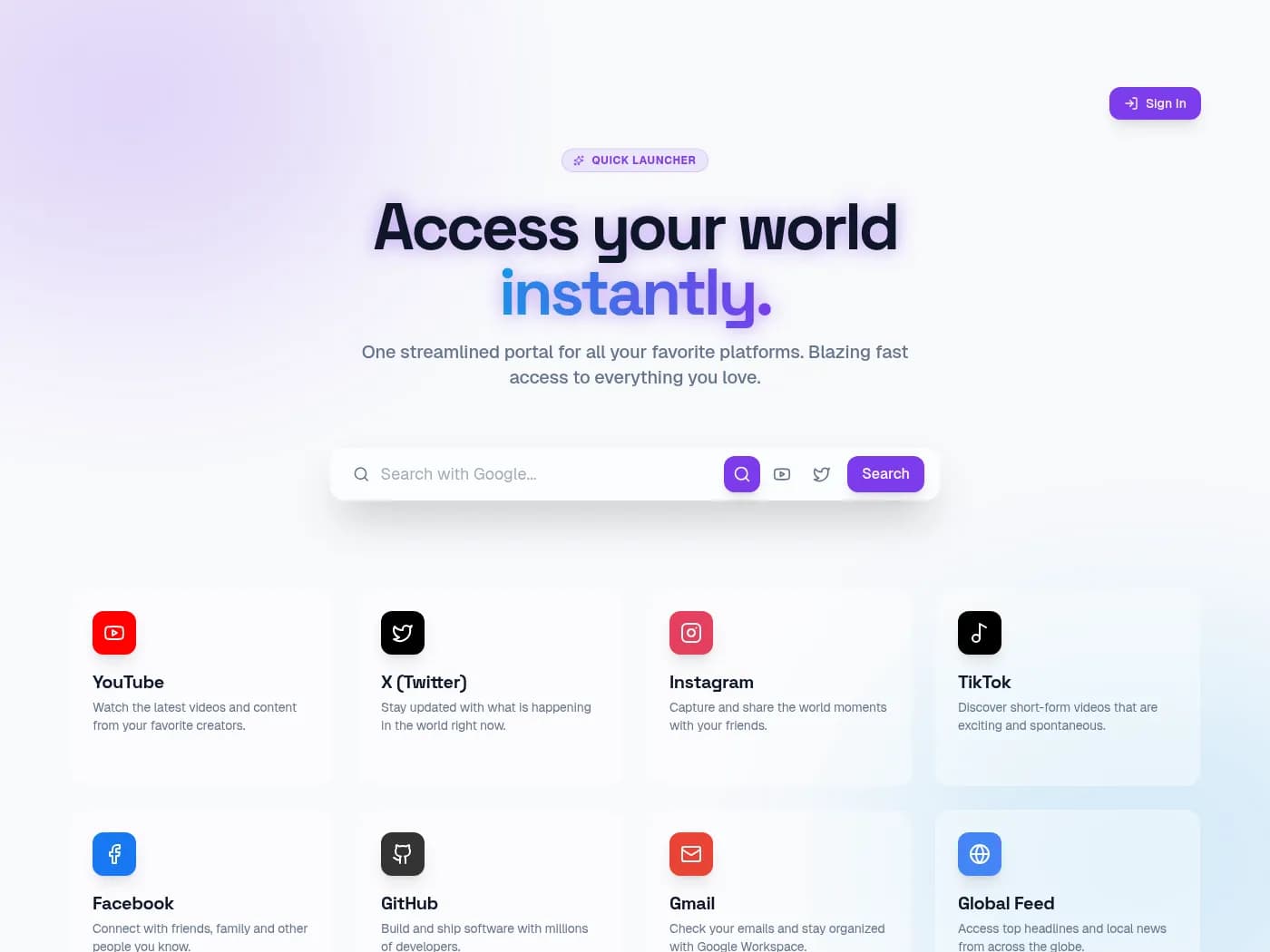 Quick Social Launcher