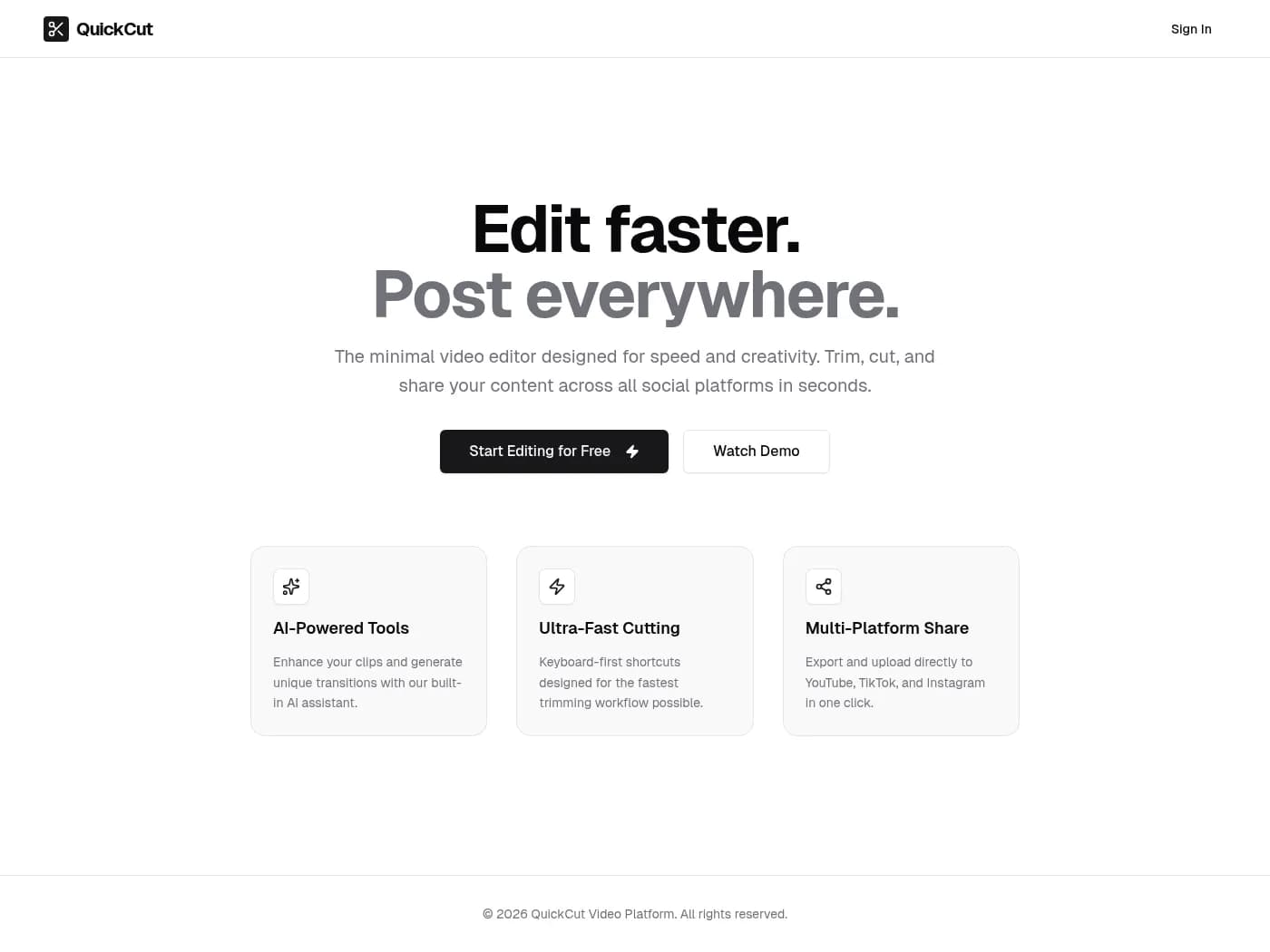 QuickCut Video Platform
