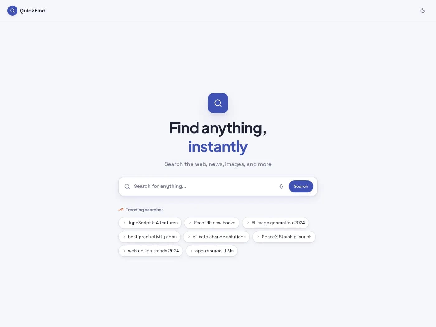 QuickFind Search Page