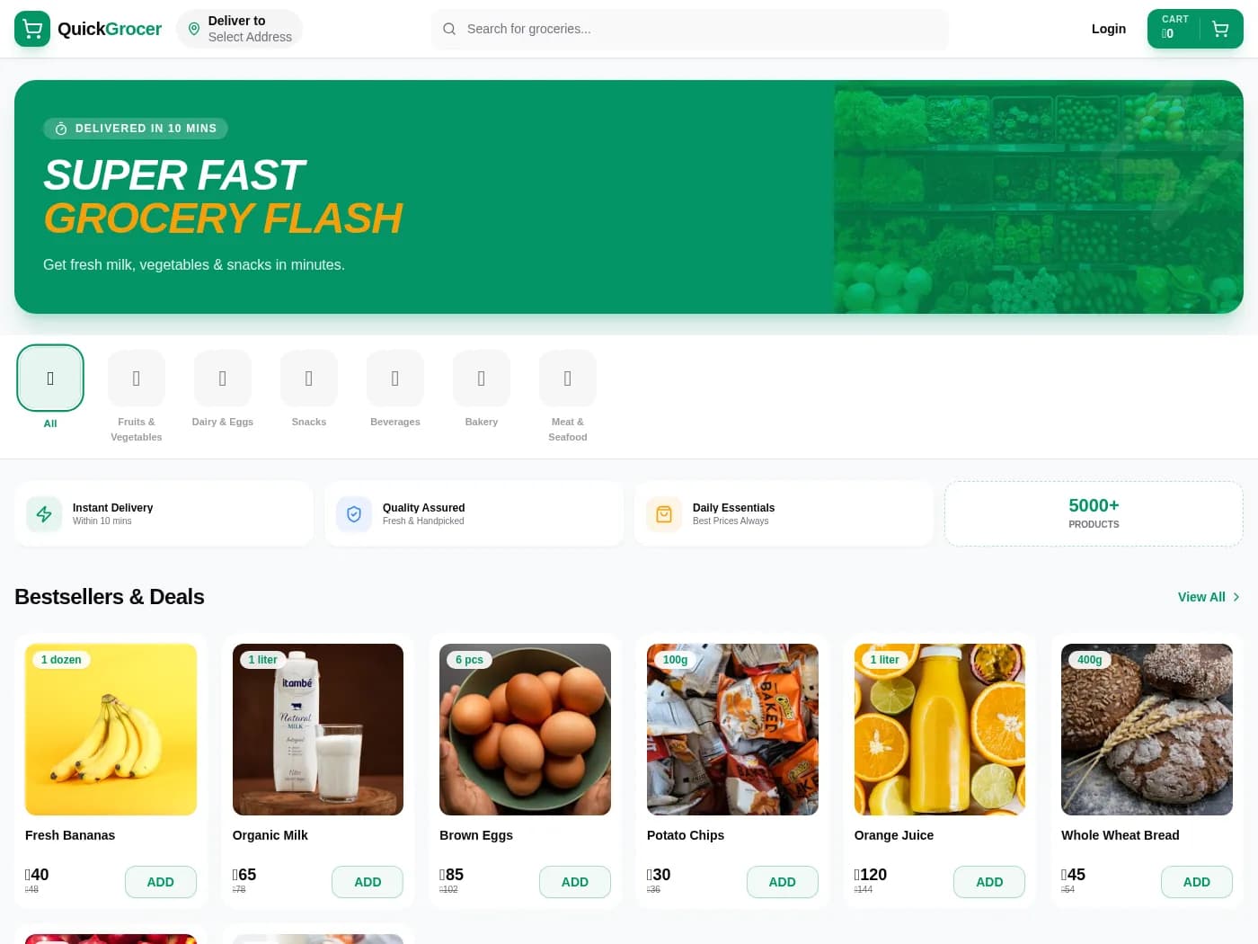 QuickGrocer Delivery App