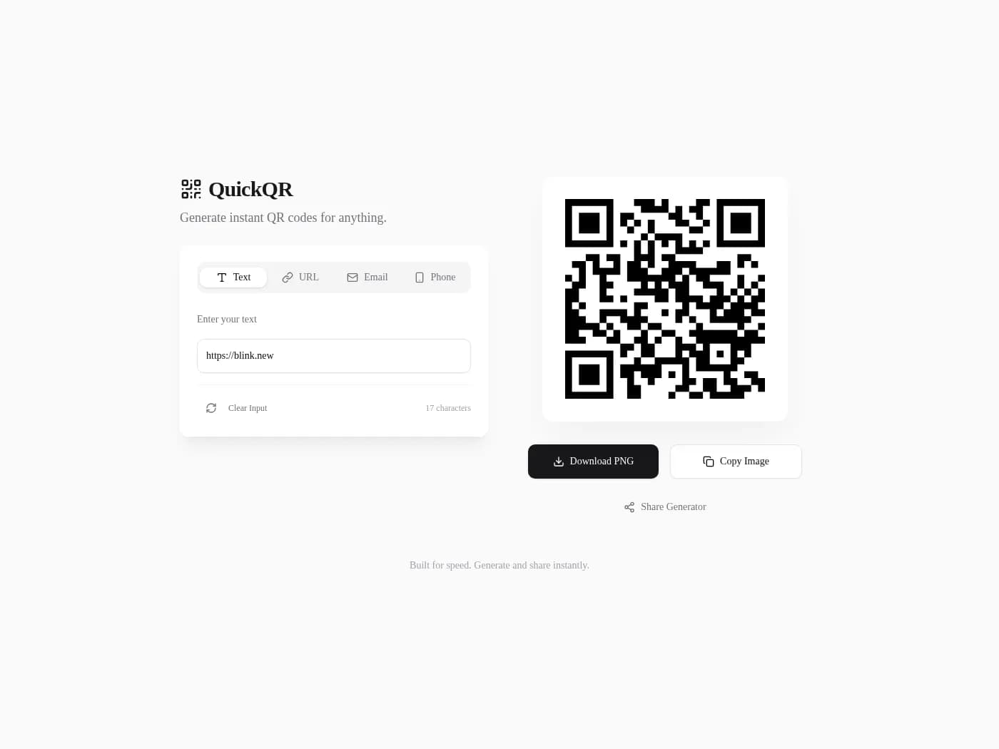 QuickQR Generator