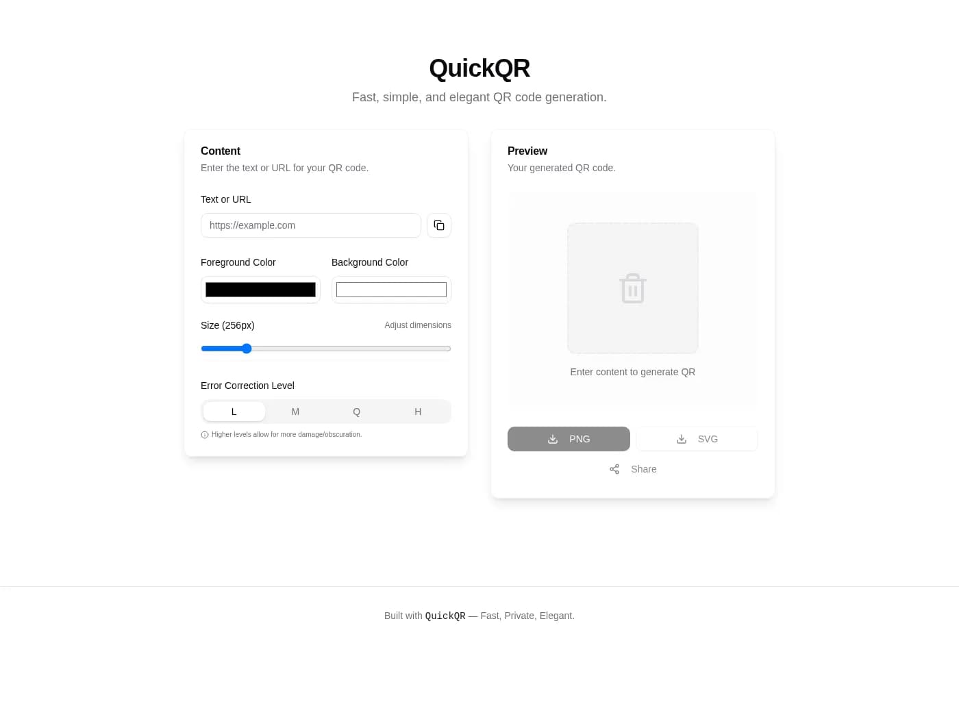 QuickQR Generator
