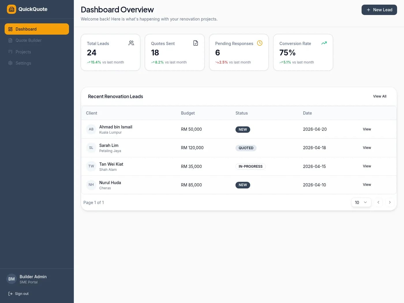 QuickQuote Builder Portal