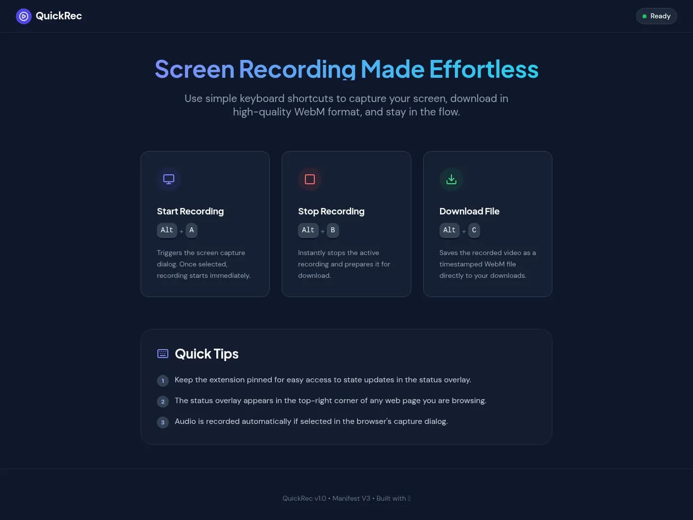 QuickRec Chrome Extension