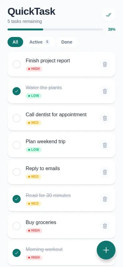 QuickTask To-Do App
