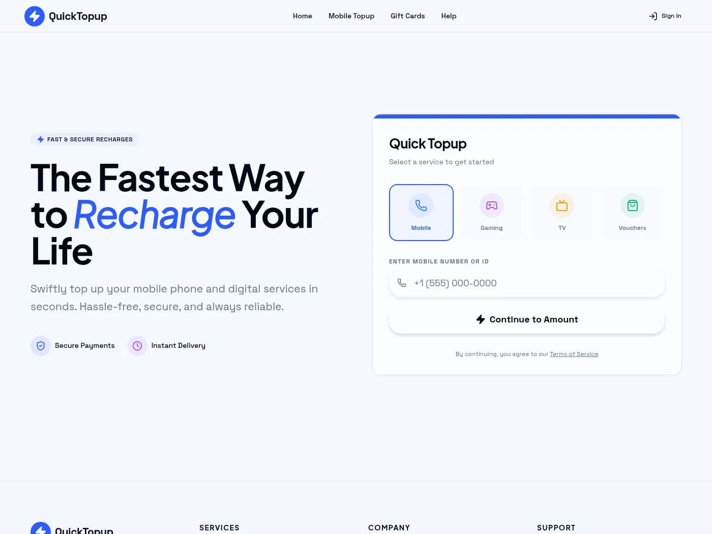 QuickTopup Website