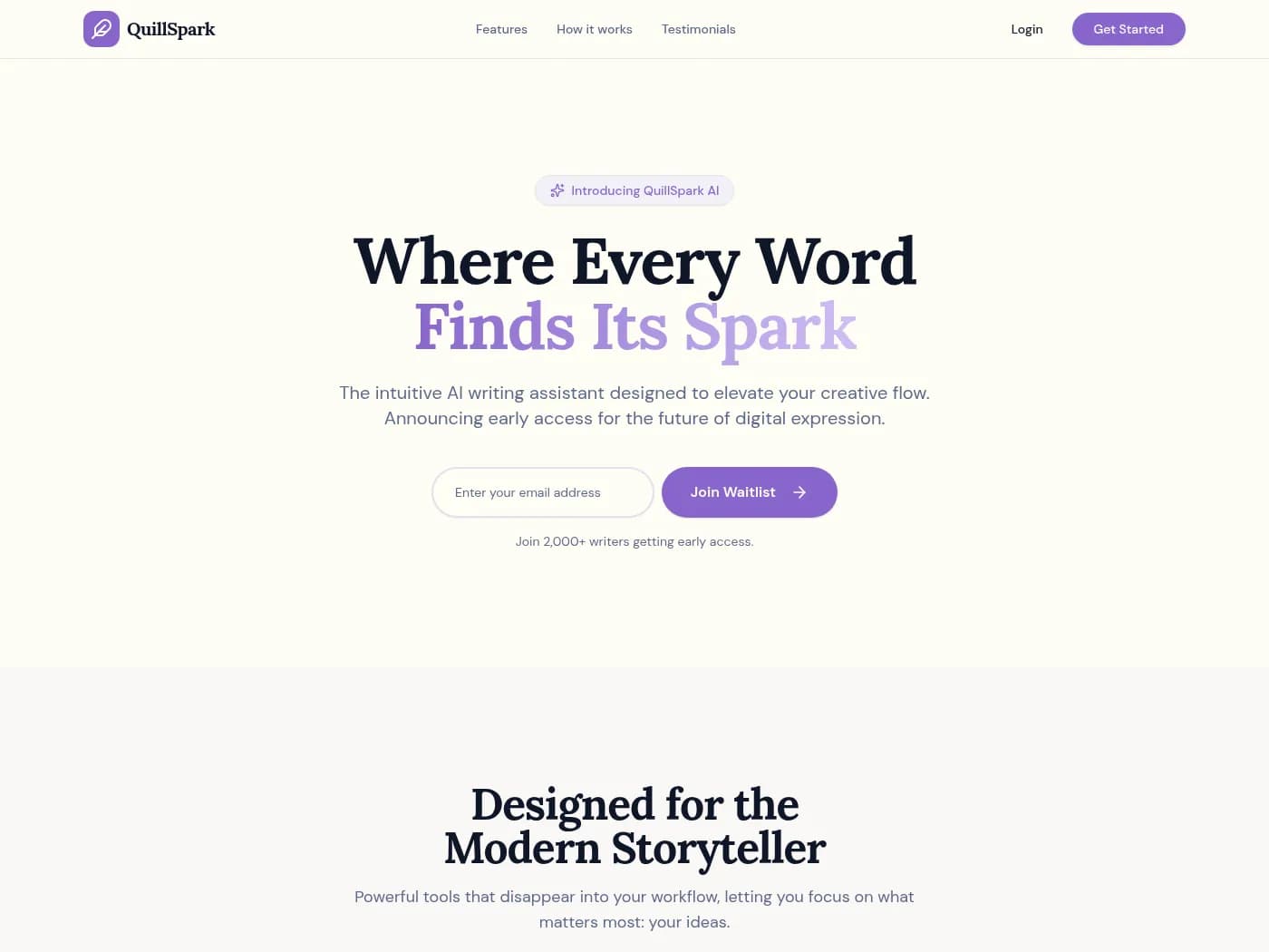 QuillSpark Launch Page