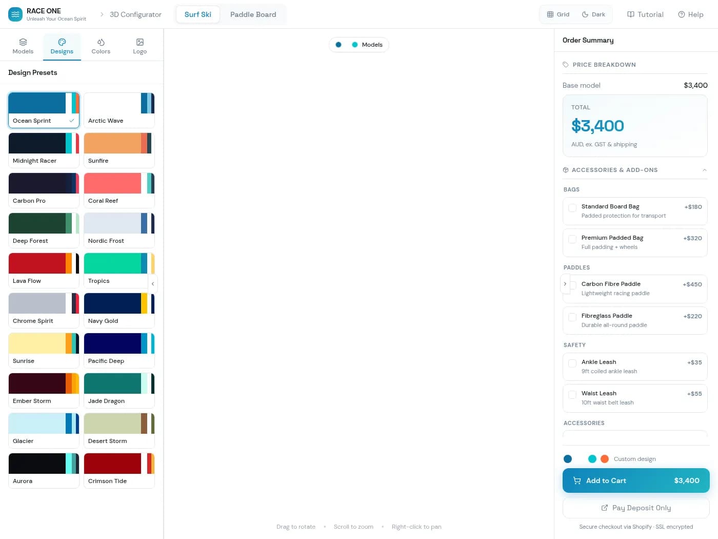 RaceOne 3D Configurator