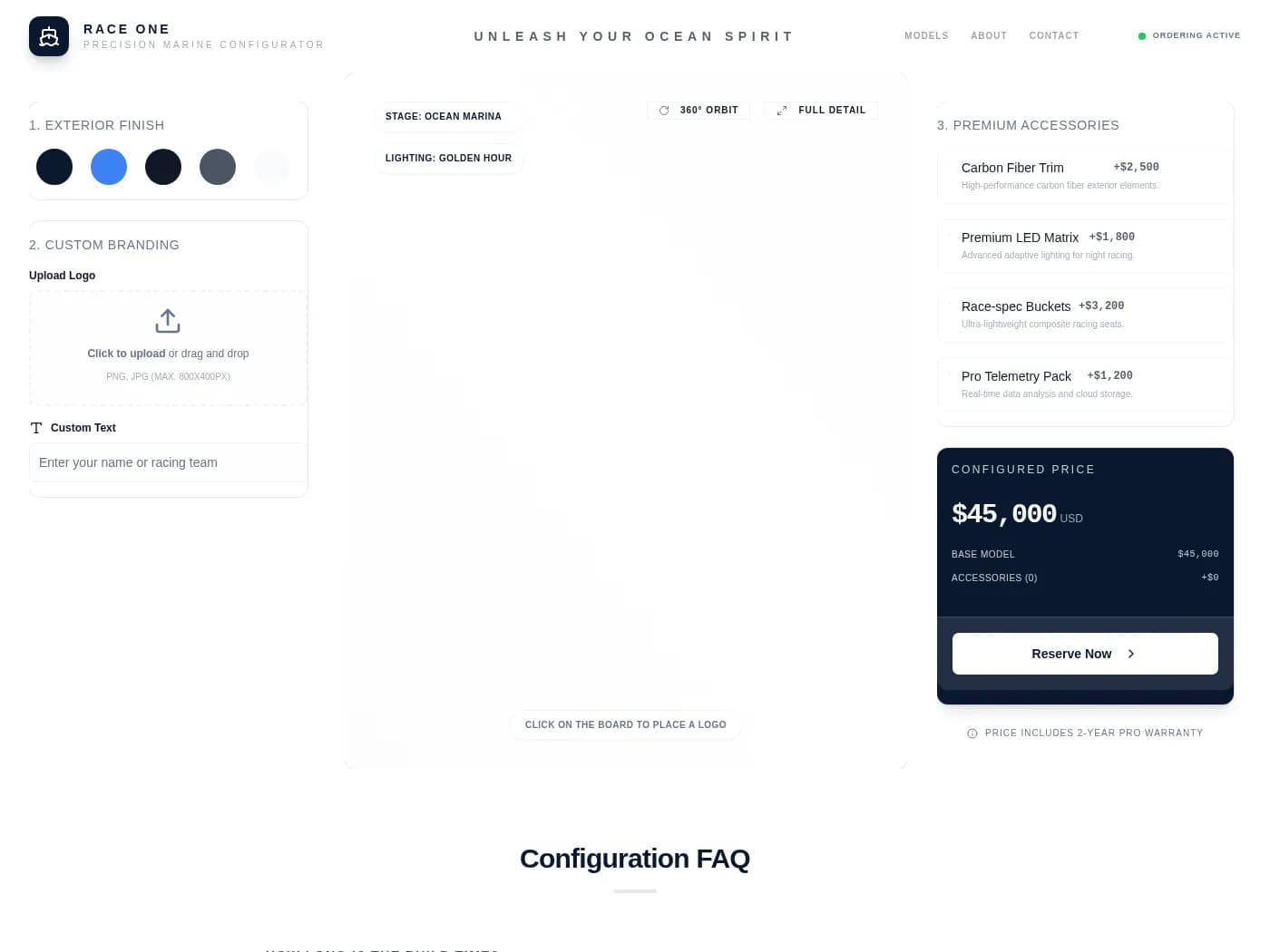 Race One Configurator