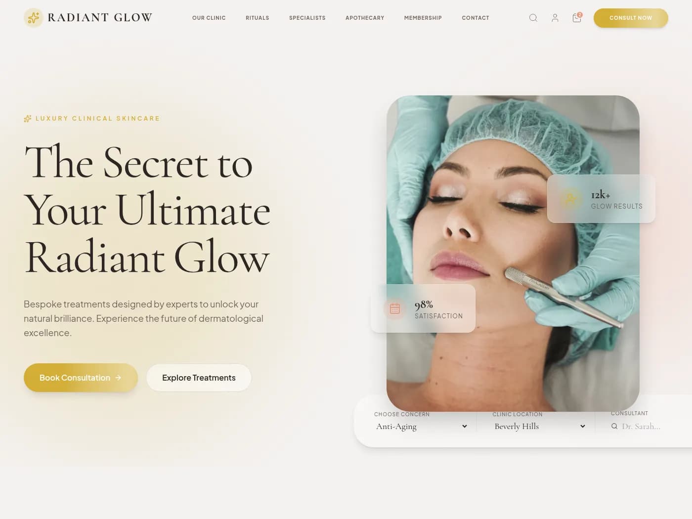 Radiant Glow Clinic UI
