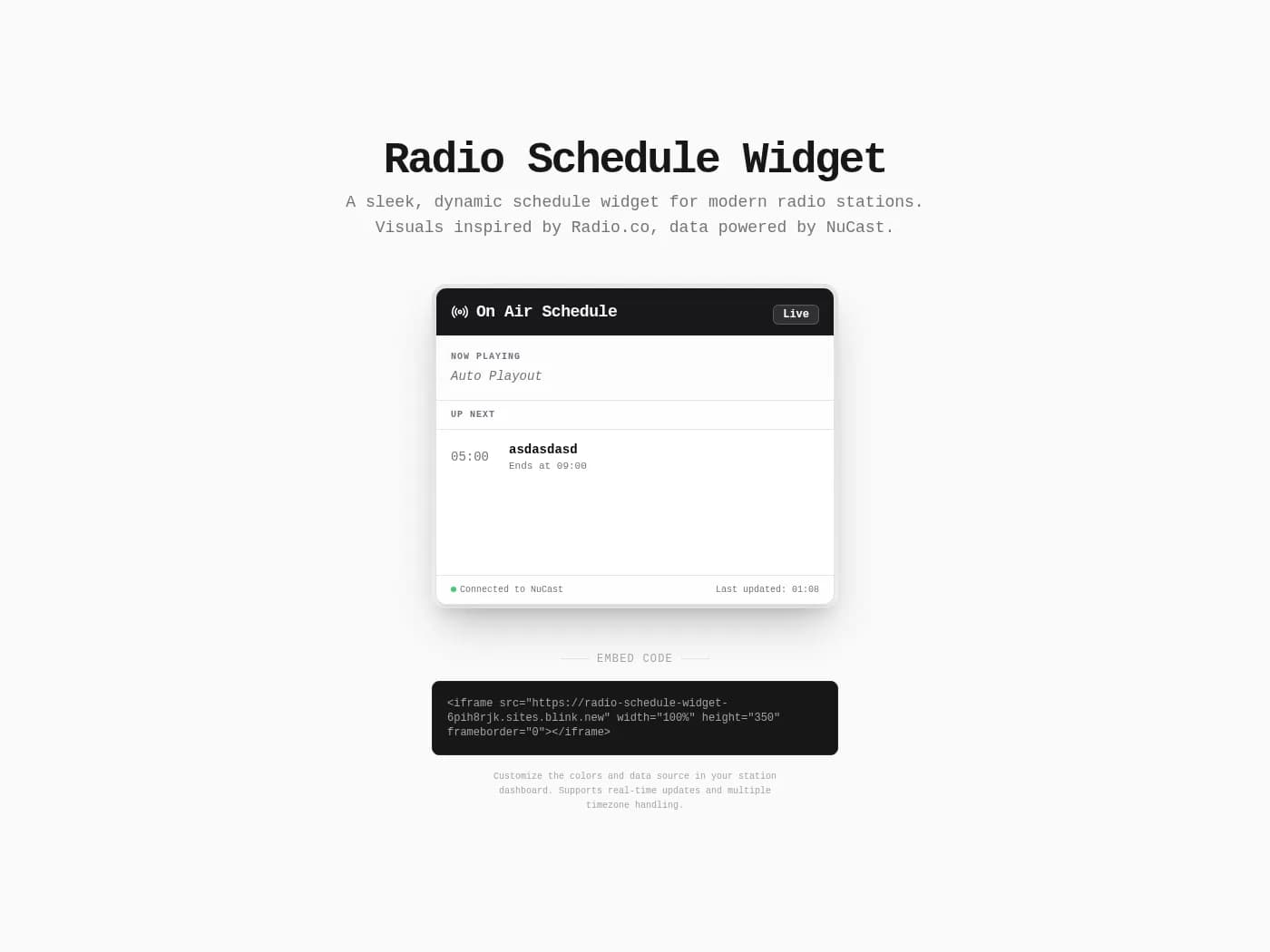 Radio Schedule Widget