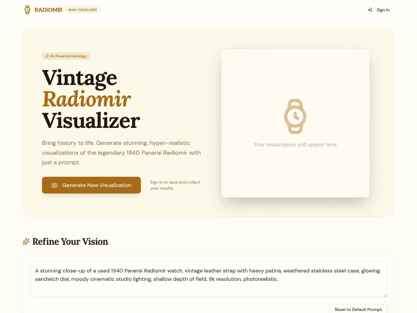 Vintage Radiomir Visualizer