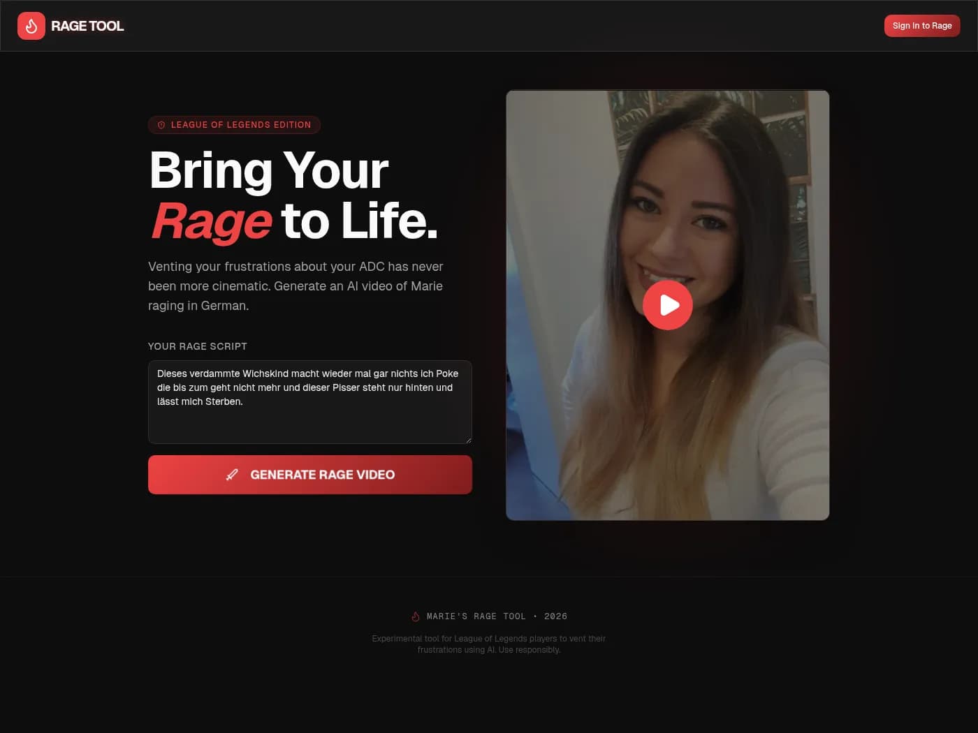 Rage Voiceover Video Tool