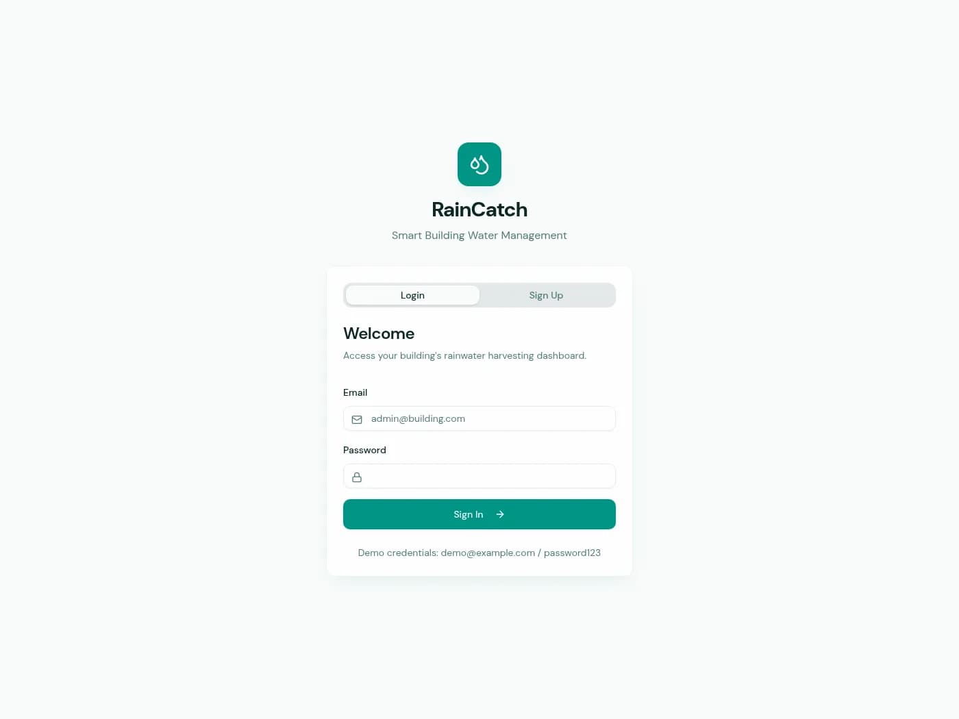 RainCatch Building Dashboard