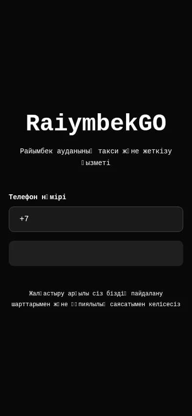 RaiymbekGO Mobile Taxi & Delivery