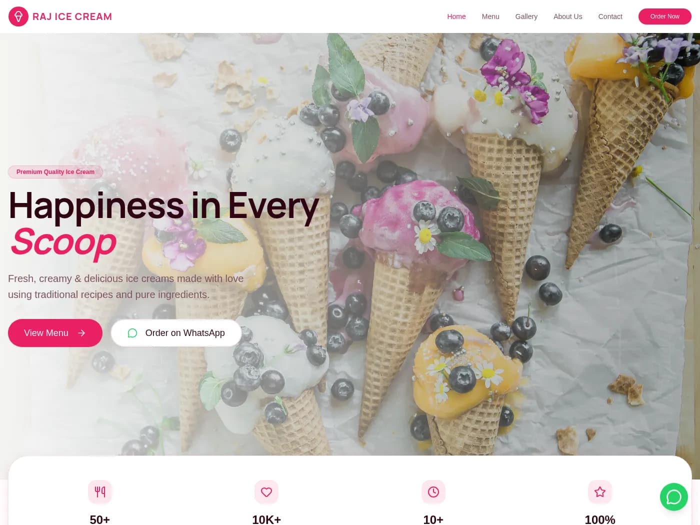 Raj Ice Cream Website