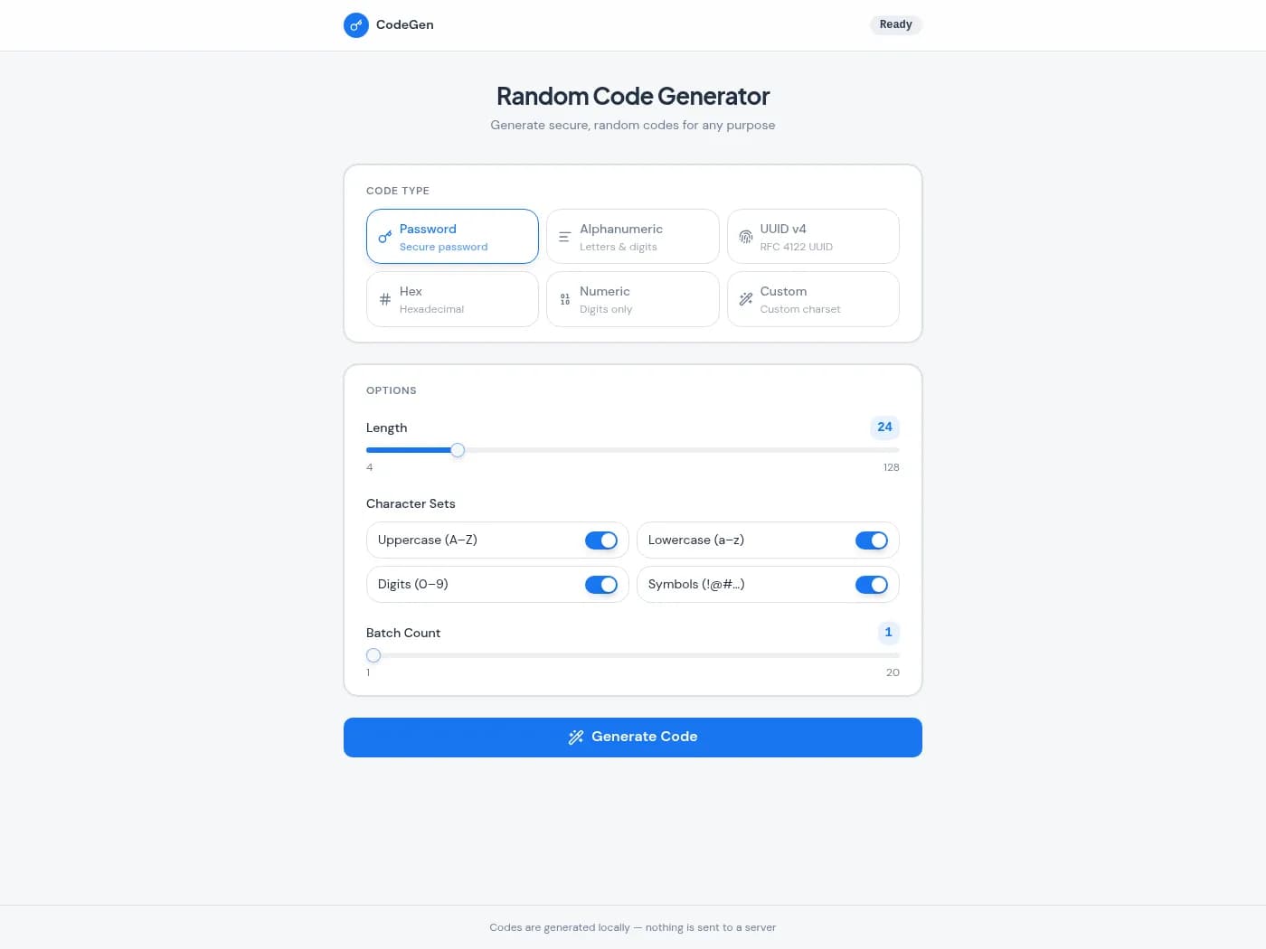 Random Code Generator