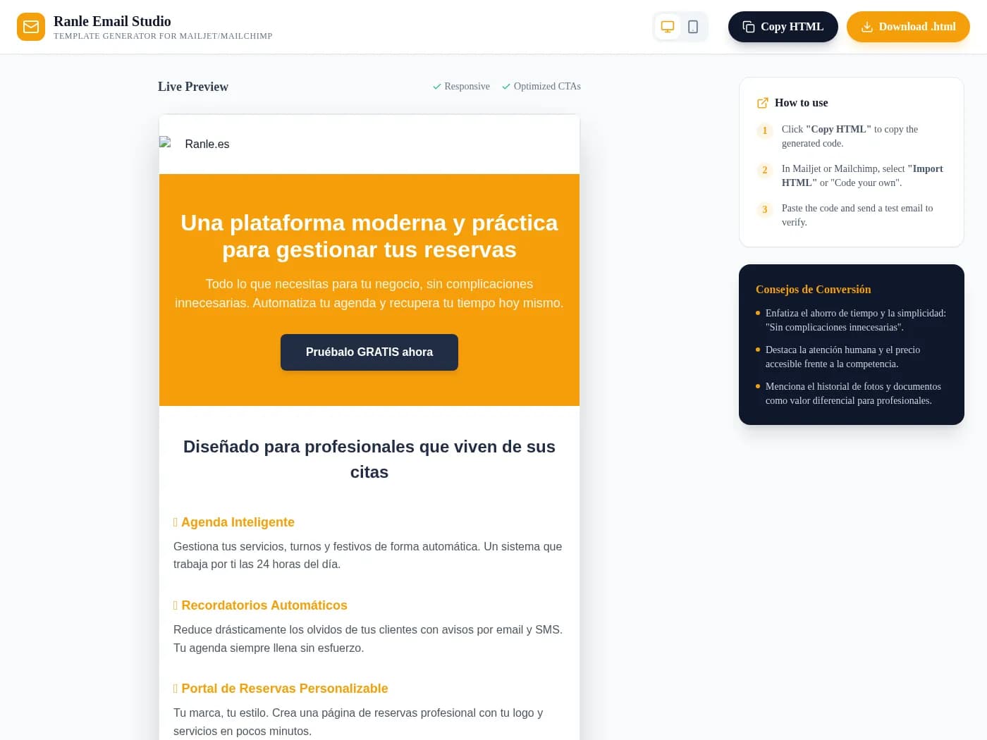 Ranle Email Conversion Template