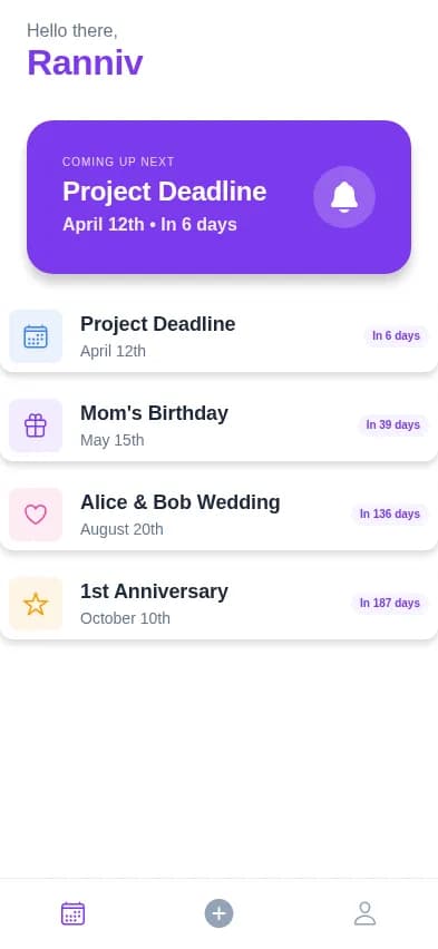 Ranniv Event Reminder