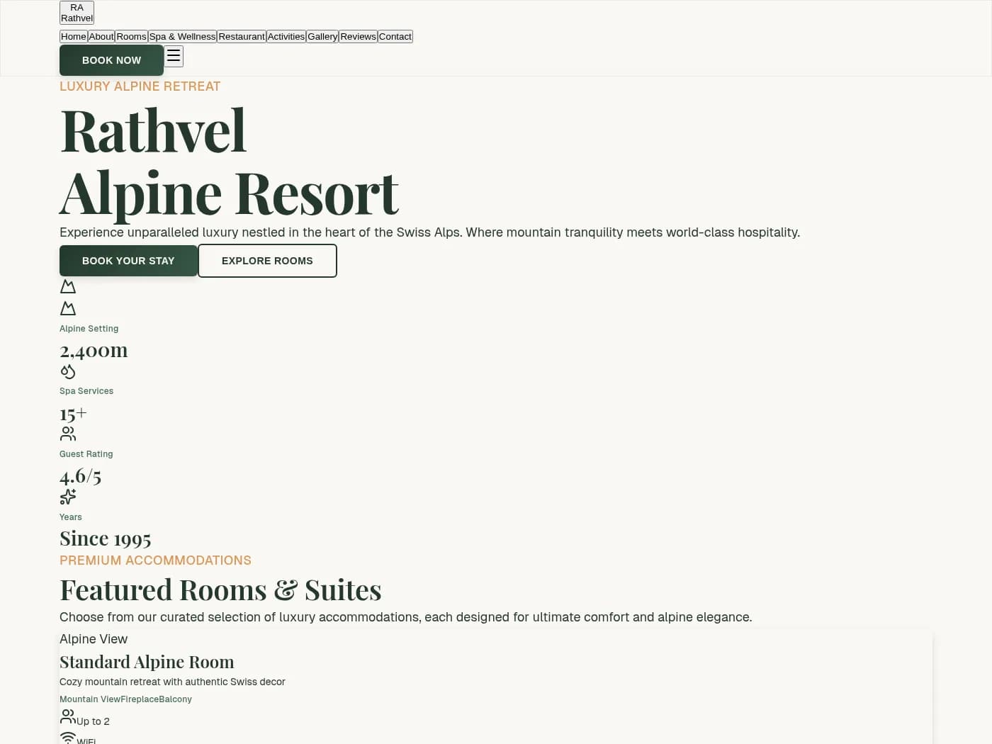 Rathvel Resort Web Experience