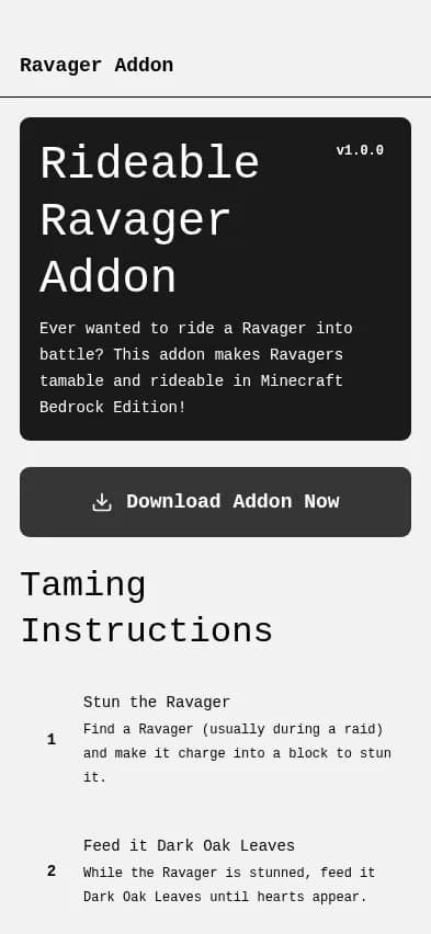Rideable Ravager Addon