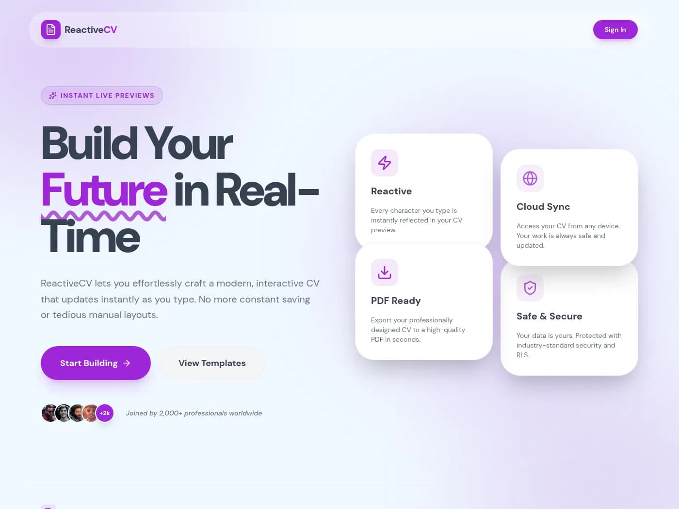 ReactiveCV Builder
