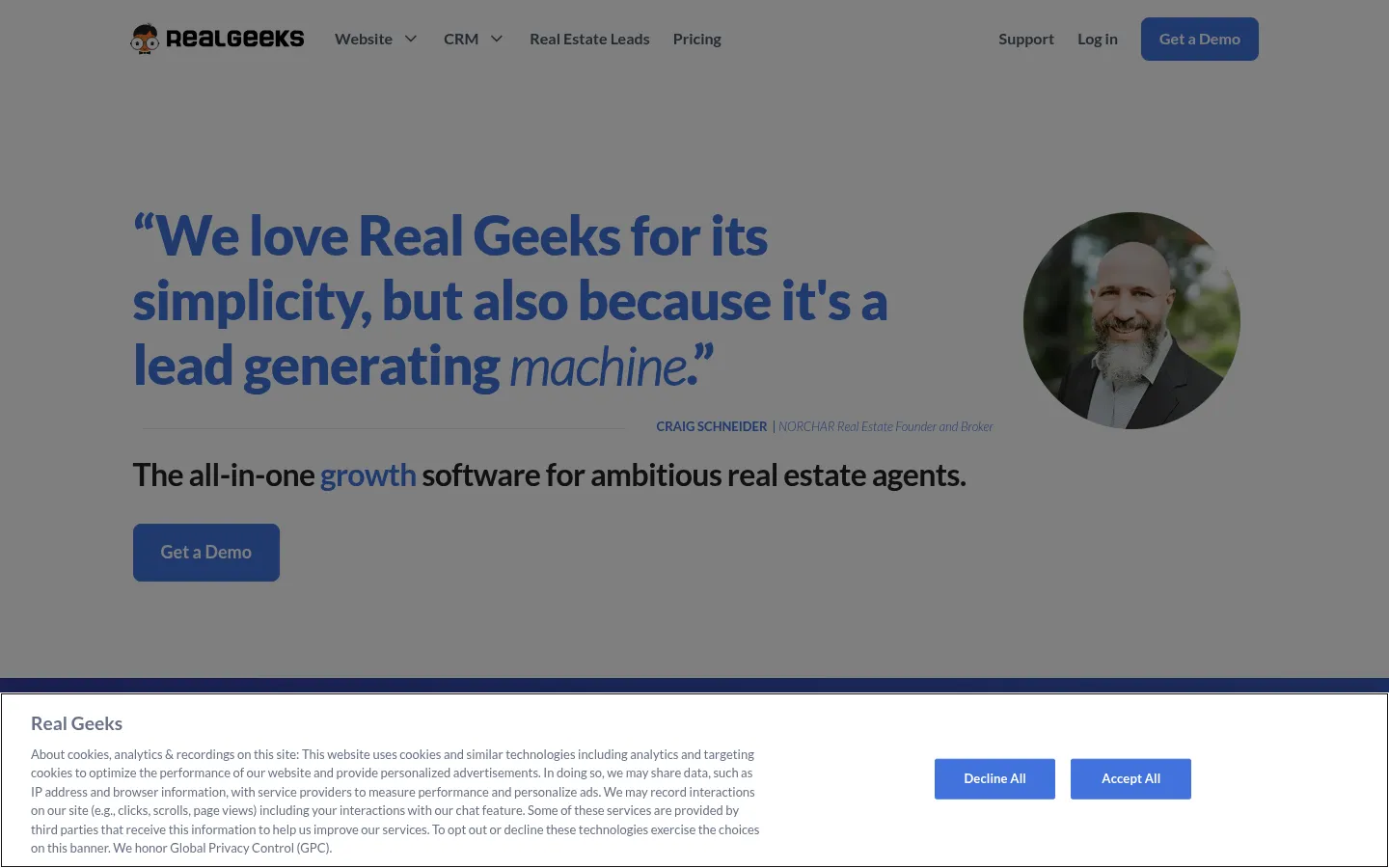 Real Geeks homepage