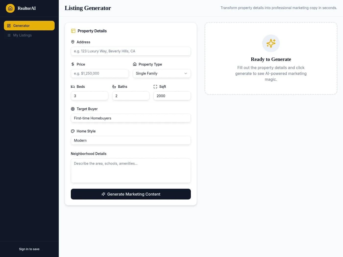 Realtor Listing Generator