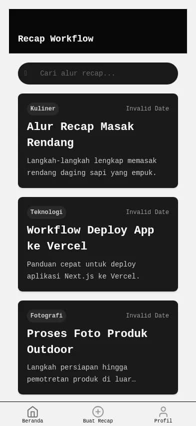 Recap Workflow App