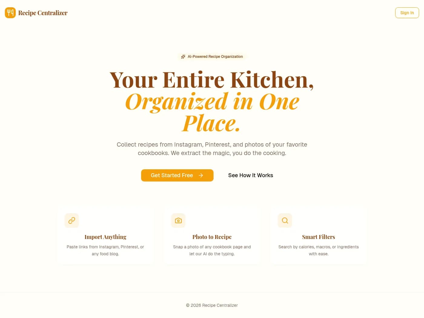 Recipe Centralizer
