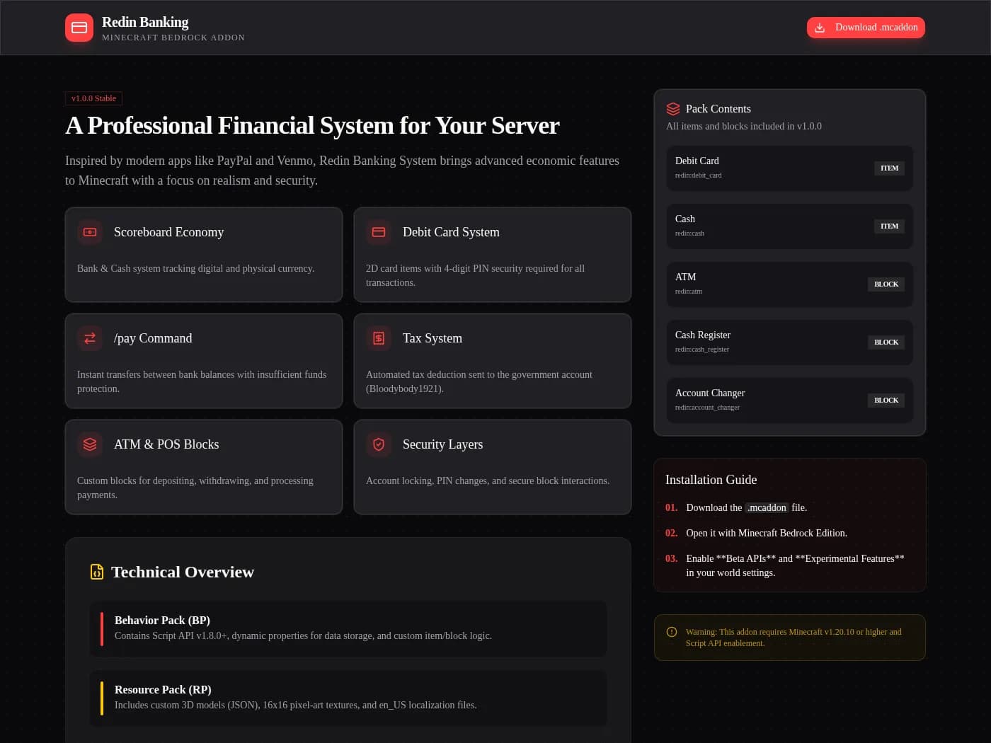 Redin Banking System Addon
