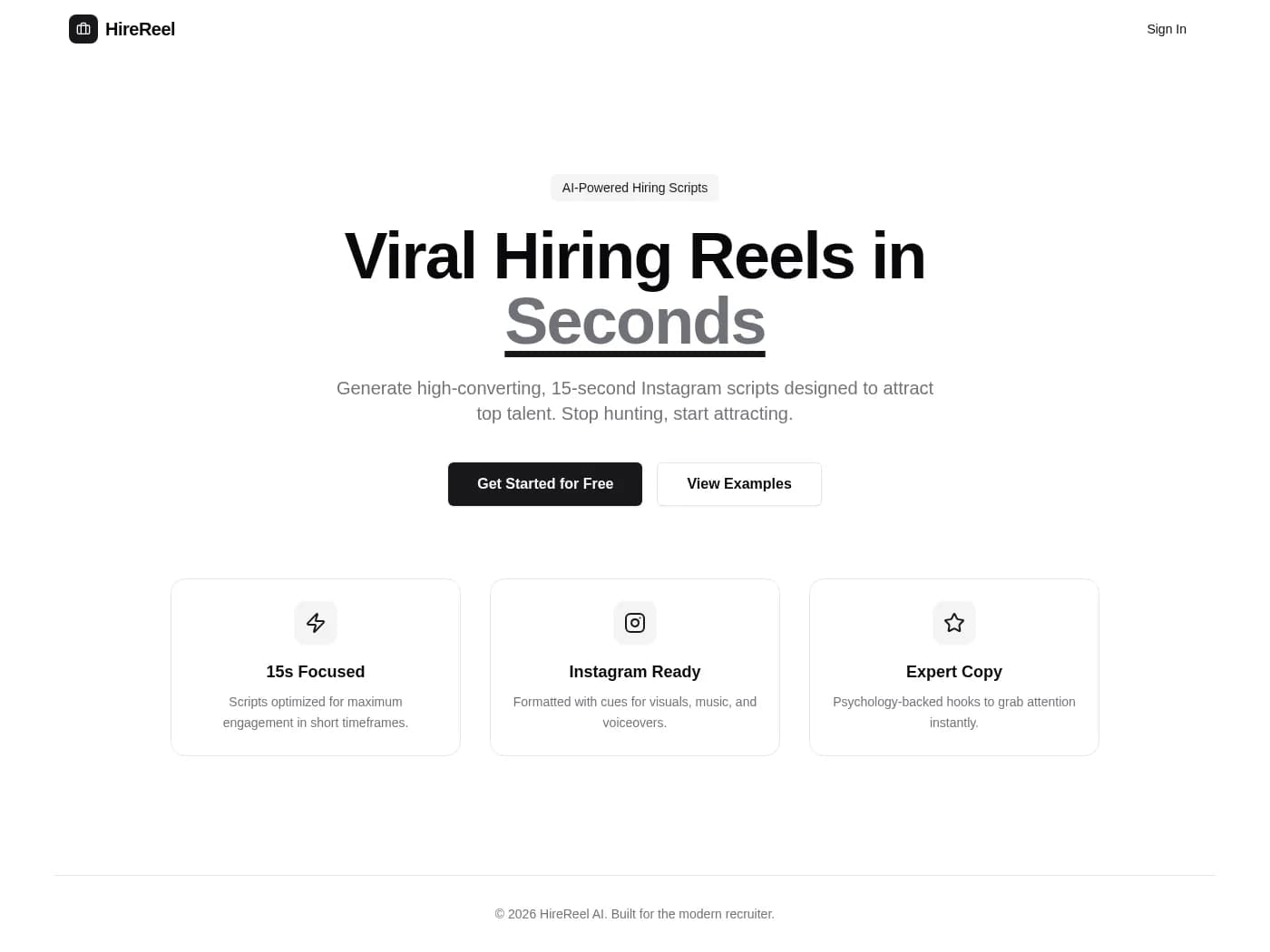 15s Insta Hiring Reel Script