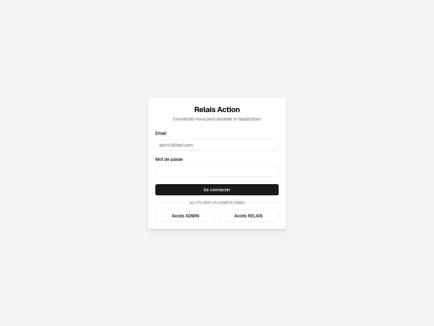 Relais Action Test App