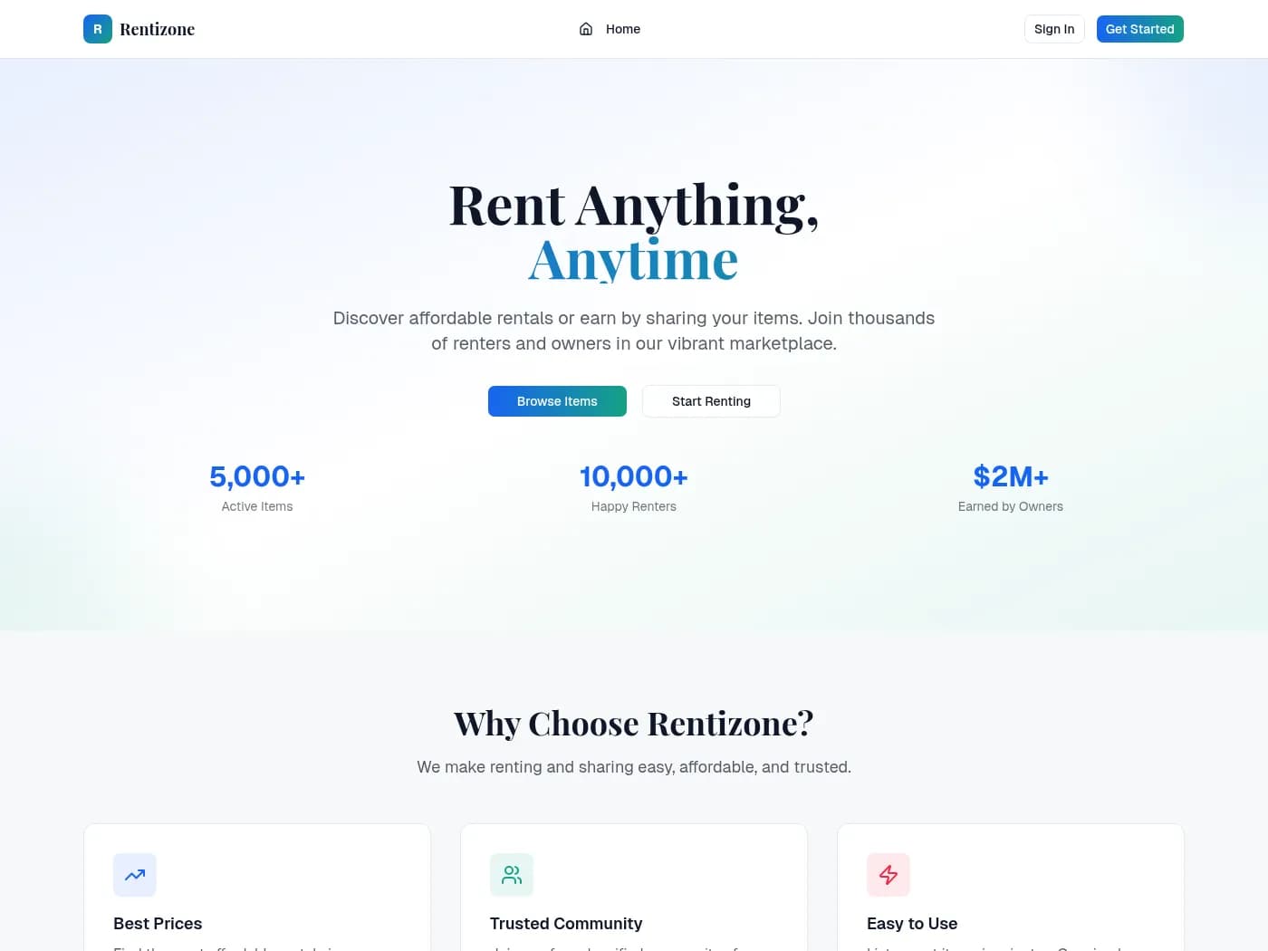 Rentizone Marketplace