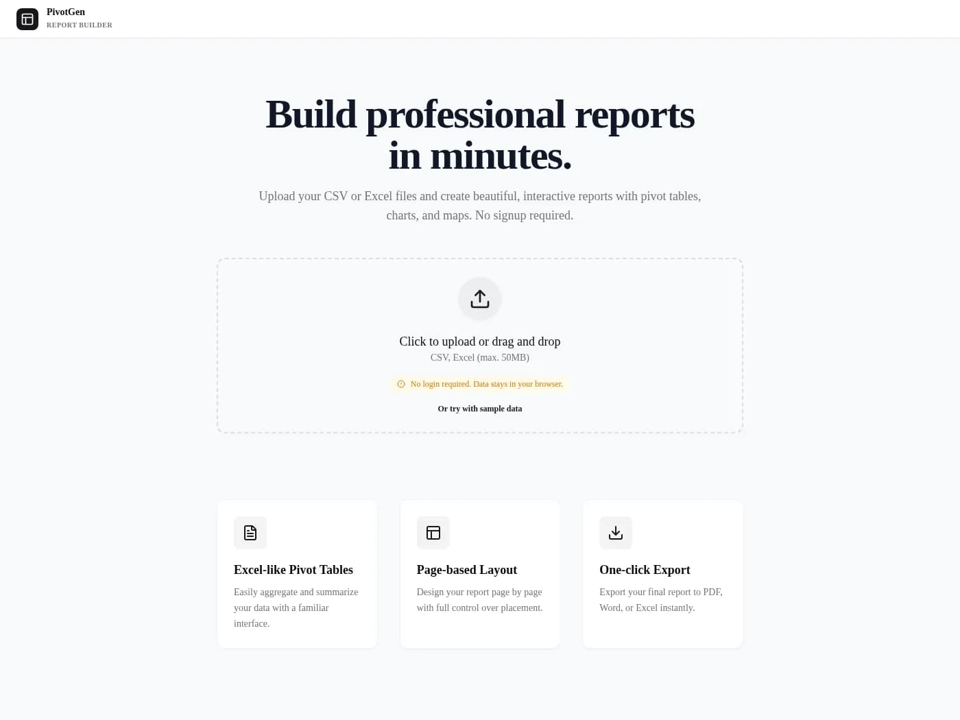 PivotGen Reports Builder