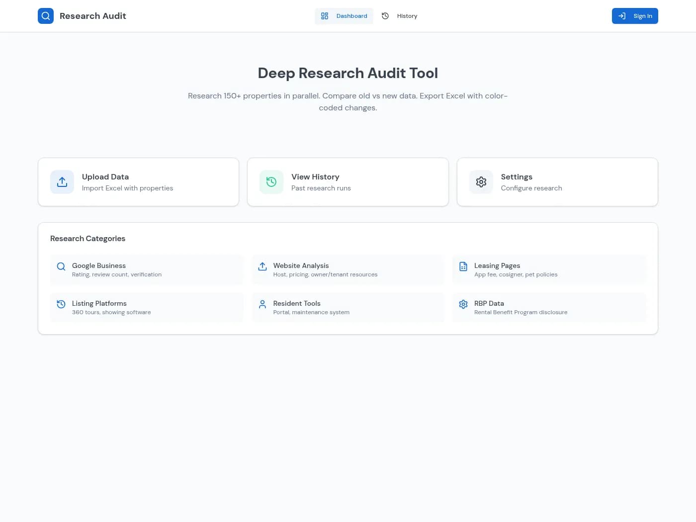 Deep Research Dashboard