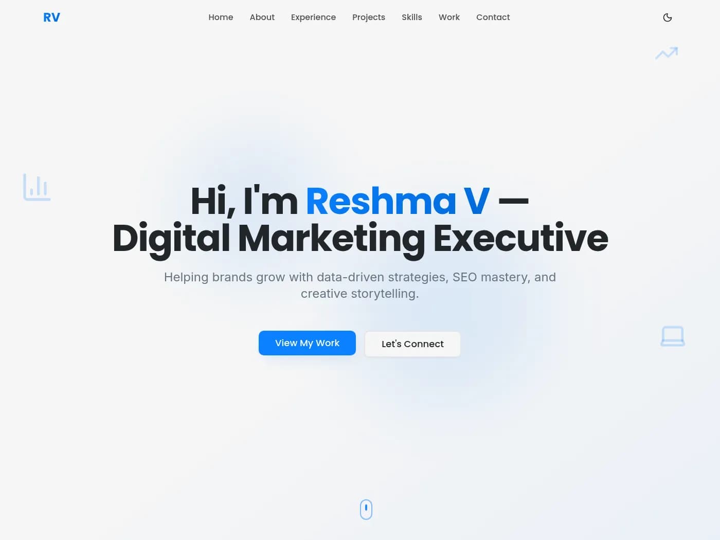 Reshma V – Interactive Digital Marketing Executive Portfolio Website