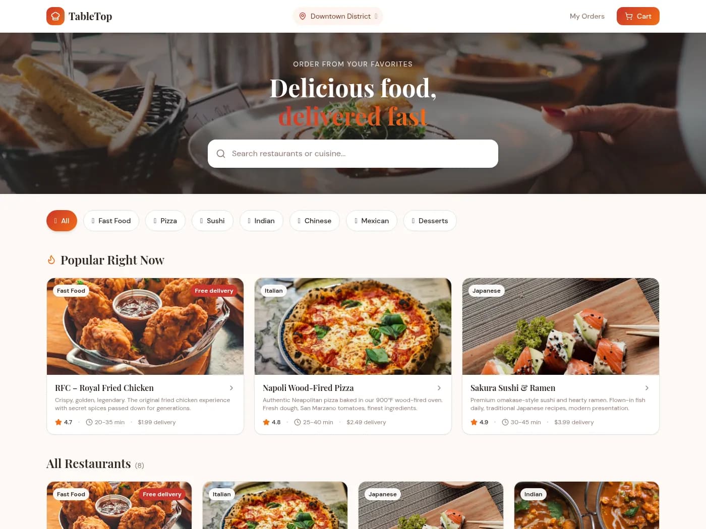TableTop Dining App